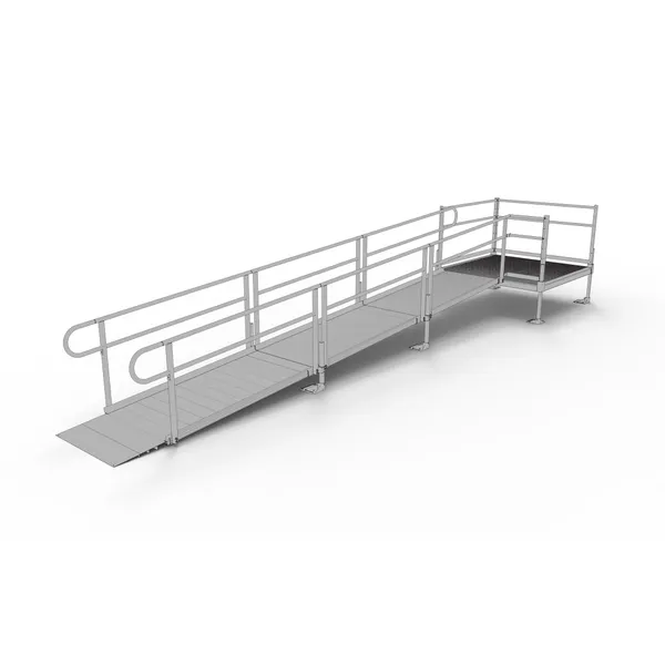 18' EZ-ACCESS® PATHWAY Straight Modular Ramp w/5' Platform | Mobility Mart